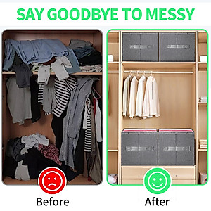 Suzurana 6 Pack Jeans Organizer for Closet, Foldable Wardrobe Clothes Organizer with Handle, Stackable Closet Clothes Drawer Organizer Tshirts with 7 Grids for Leggings, Sweater, Jean, Pants, Grey