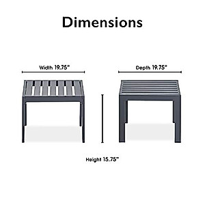 Tommy Hilfiger Monterey Modern Patio Outdoor Furniture Collection, Weather Resistant, Easy Assembly Metal Frame, Side Table, Navy Blue & Dark Gray