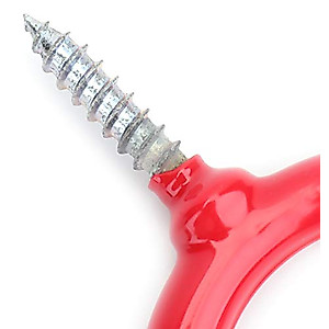 Yesland 12 Pack Screw-in Hooks Tool, Red Vinyl Coated Steel Wall Mount Utility U-Hooks Storage Household Hooks Tool Holders for Garden Tools, Shovels, Rakes & Workshop Organizer