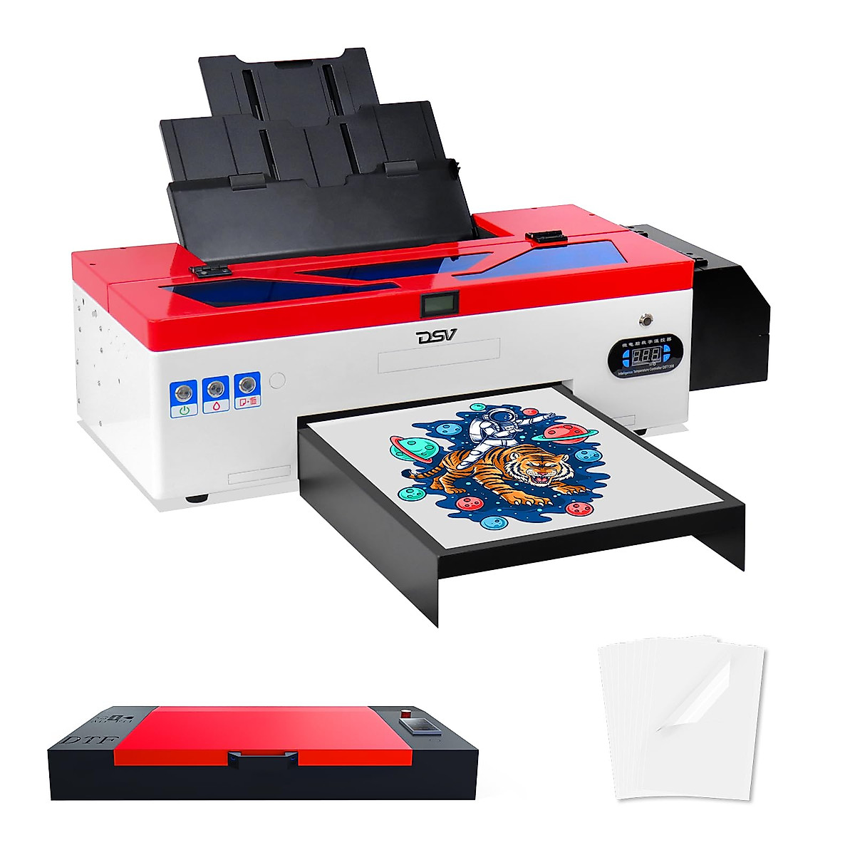 DSV DTF Printer A3 L1800 Transfer Printer Machine Built-in White Ink Circulation System for DIY Print Dark and Light Fabrics (DTF Printer +Oven)