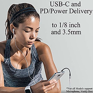 Tek Styz USB C to 3.5mm Headphone Adapter Compatible with Your Samsung Galaxy Tab S5e with Digital DAC Chip That's Dual 1/8 inch TypeC/PD Compatible Too! (White)