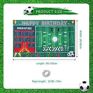ZANOTA Soccer Party Decorations World Cup 2022 Happy Birthday Banner Photo Background Soccer Themed Birthday Party Supplies Celebration Soccer Backdrop (5x3ft)