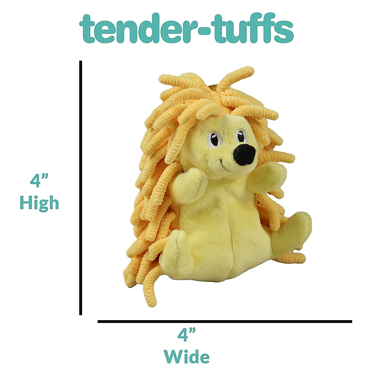 Snuggle Puppy Tender-Tuffs Tiny - Yellow Hedgehog Stuffed Plush Dog Toy with Squeaker - Small Breed Stuffed Cuddly Soft Toy