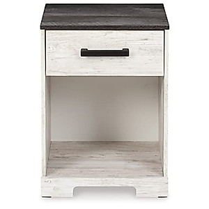 Signature Design by Ashley Shawburn 1 Drawer Night Stand Nightstand, Whitewash & Gray