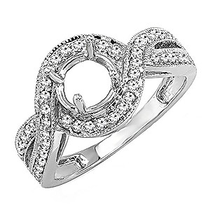 Dazzlingrock Collection 0.40 Carat (ctw) Round White Diamond Split Shank Semi Mount Engagement Ring for Women in 14K White Gold, Size 7