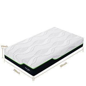 Rest Only Twin XL Mattress for Pressure Relief, 12 Inches Cooling Gel Memory Foam Hybrid Mattress, Mattress in a Box with Individual Pocket Spring for Motion Isolation, Medium Firm