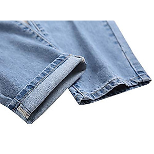 DANT BULUN Men's Ripped Distressed Destroyed Slim Fit Straight Leg Denim Jeans (38, Light BlueLY005)