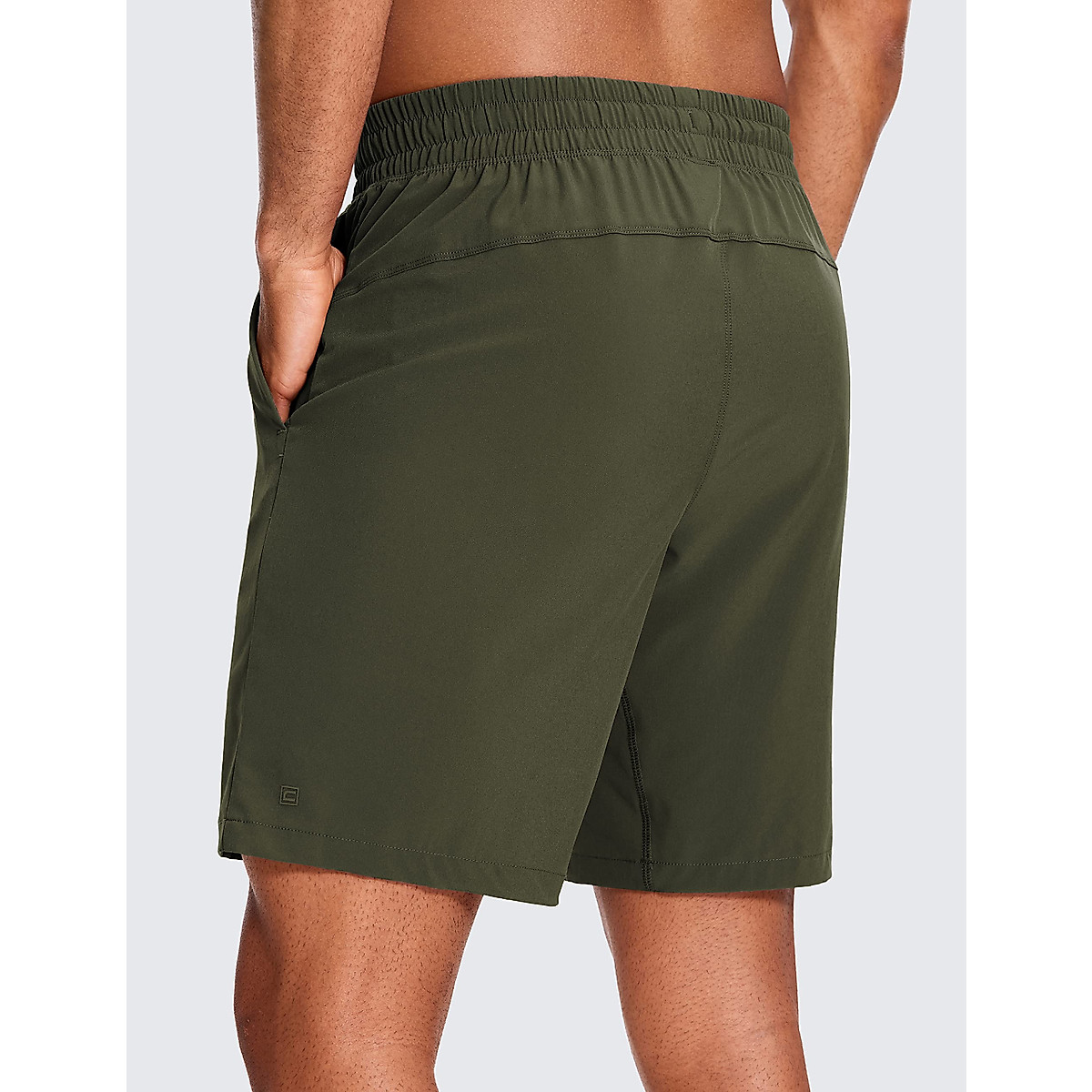 CRZ YOGA Men's 2 in 1 Running Shorts with Liner 9'' Quick Dry Workout Sports Athletic Shorts with Pockets Dark Olive Medium