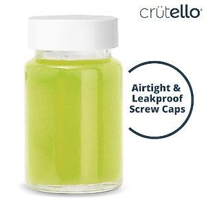 Crutello Juice Shot Bottle - 6 Pack Glass 2 oz Small Clear Glass Beverage Bottle, Storage Container for Juice, Shots, Liquids, Leak Proof