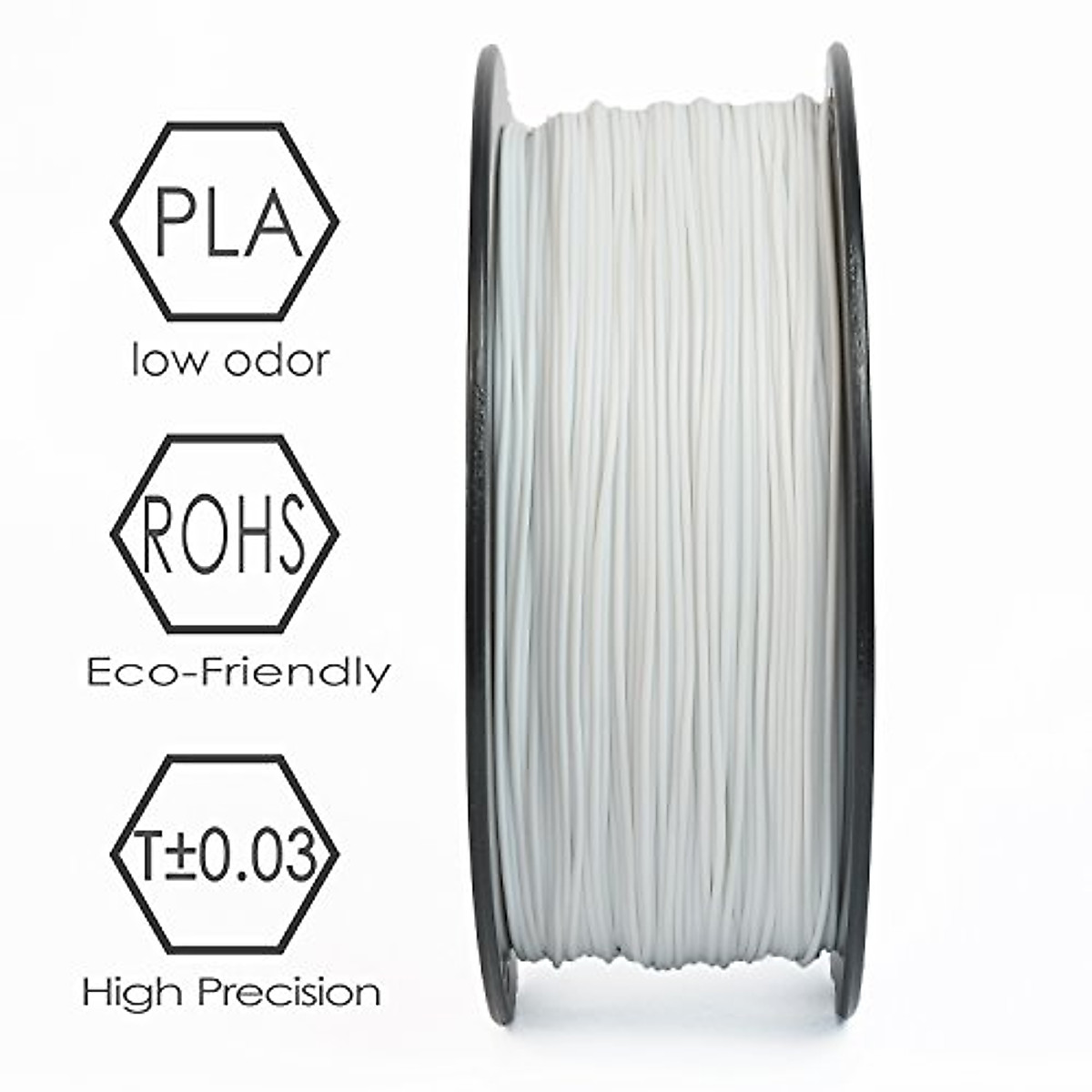3D BEST-Q PLA 1.75mm White 3D Printer Filament, Dimensional Accuracy +/- 0.03 mm, 1KG Spool, White