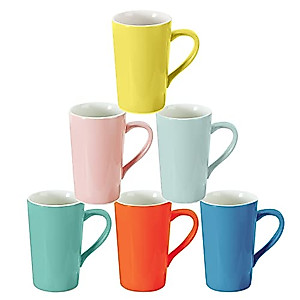HAPPY KIT Tall coffee mug, Anti-Skid Bottom Large coffee Mugs with Set of 6,18 Ounce Ceramic Mugs for Coffee, Tea, Cocoa,coffee cups ceramic,tea cup