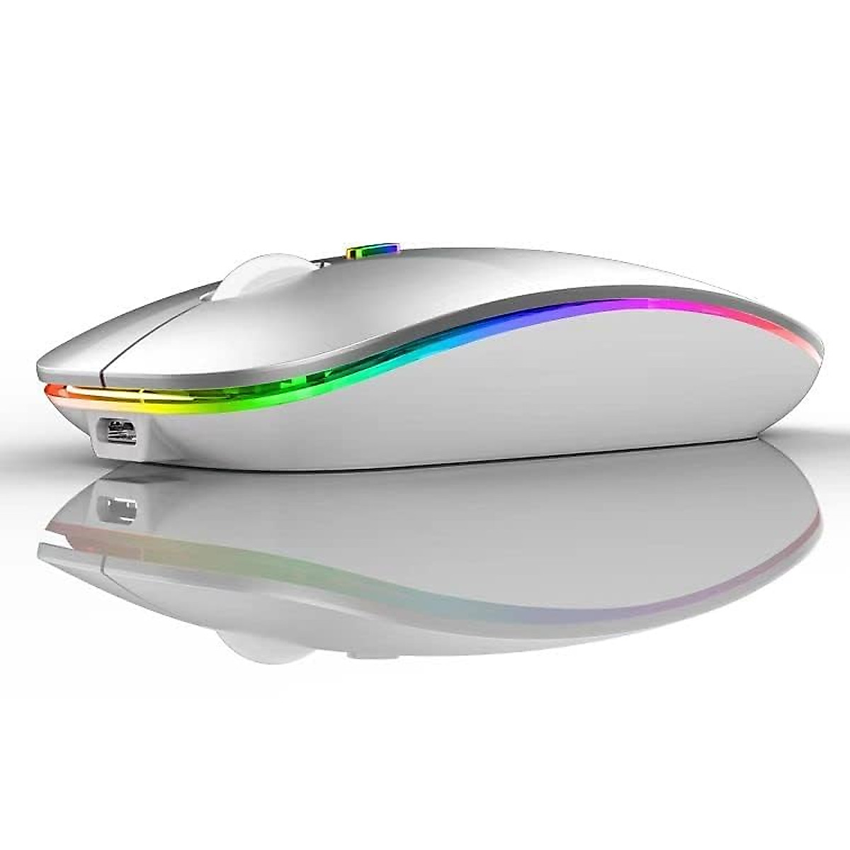Neises LED Bluetooth Mouse,Bluetooth Mouse for MacBook Pro/MacBook Air/iMac/mac/ipad/ipad pro,Wireless Mouse for Macboook Air/MacBook Pro/PC (Silver)