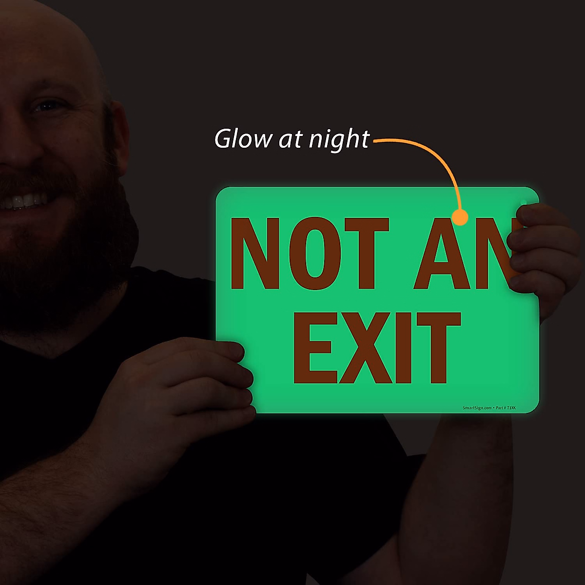 SmartSign Not an Exit Label | 7" x 10" Glow-in-The-Dark Laminated Vinyl Sticker, Made in USA