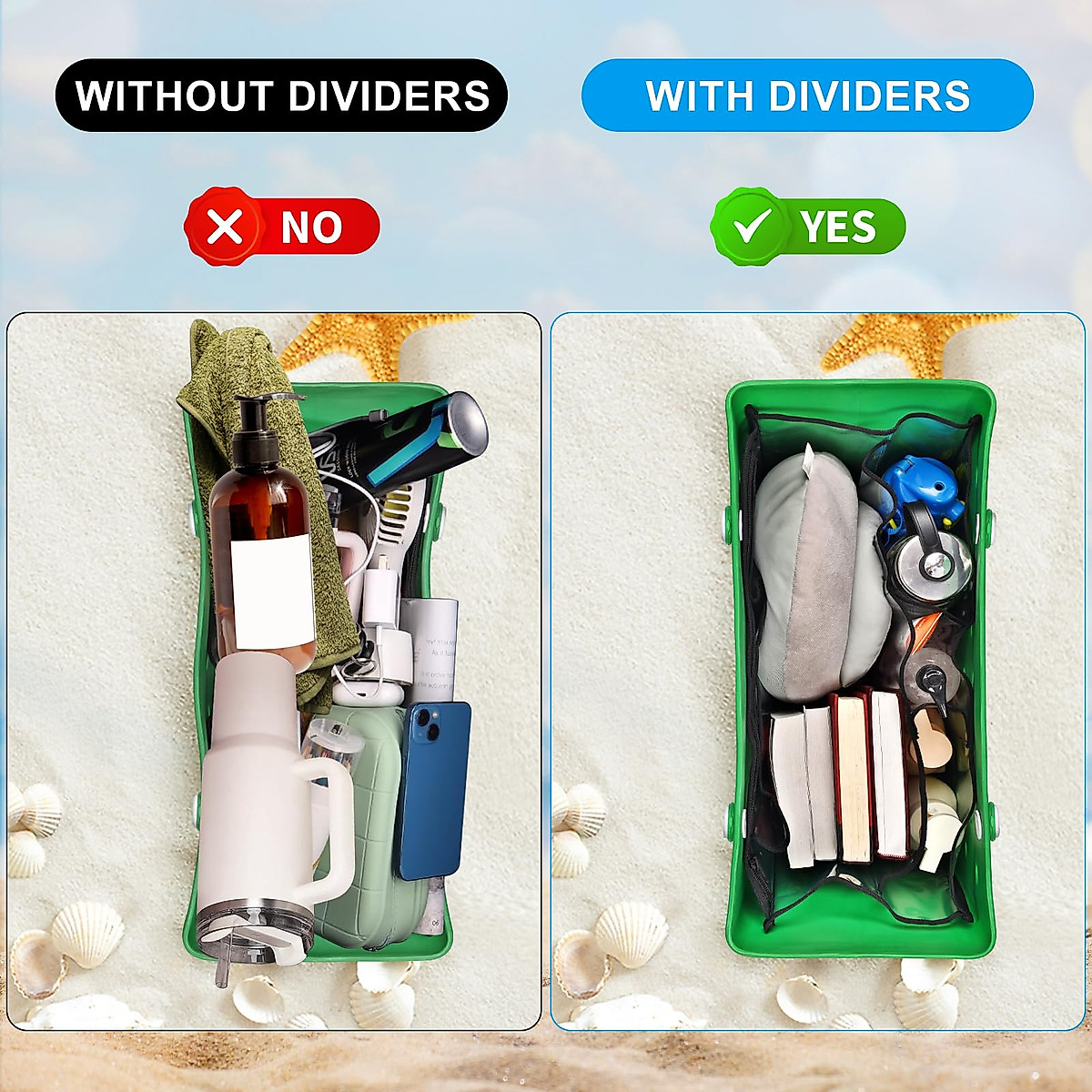 2024 NEW Accessories for Bogg Bag - Divider for Bogg Bag XL，Inserts for Bogg Bag, Bag Dividers, Organizer for bogg bag and Divide Space,Transparent & Black