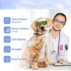 LASWHGDPET Cold Therapy Device for Dogs - Infrared Red Light Therapy Device with Goggles, Portable Therapy Device for Pain Relief Arthritis, Spinal and Promote Blood Circulation with Organizer Bag