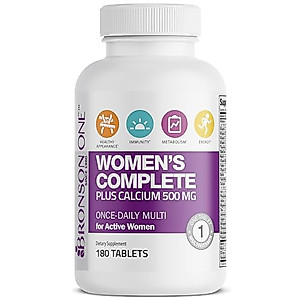 Bronson ONE Daily Women’s Complete Multivitamin Multimineral Once-Daily Multi for Active Women, 180 Tablets