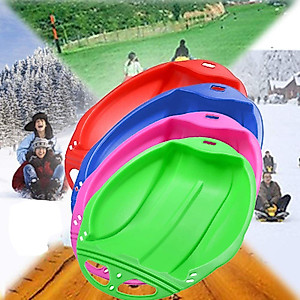 Plastic Snow Sleds for Kids and Adult, Durable Downhill Sprinter Toboggan Snow Sled with 2 Handles, Winter Lightweight Sled,Outdoor Skiing Board Snow Grass Sand Board (Green)