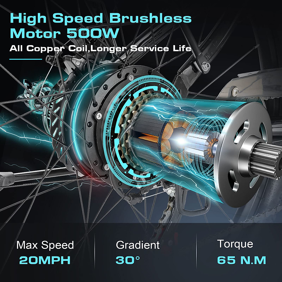 Vivi Electric Bike 500W Commuter Ebike 26" Electric City Cruiser Bicycle, 20 MPH Ebikes for Adults with 48V Removable Battery, Up to 50 Miles, Professional 7 Speed