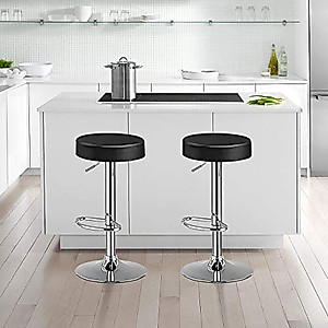 COSTWAY Bar Stools Set of 4, Modern Swivel Backless Round Barstool, PU Leather Armless bar Chair with Height Adjustable, Chrome Footrest, Sturdy Metal Frame for Kitchen Bistro Pub (4 pcs, Black)