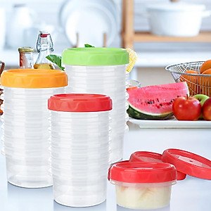 Xuelimei 4 oz/ 120 ml Small Plastic Food Containers,Reusable Food Storage Containers with Lids Plastic Reusable Freezer Storage Containers, Leakproof & Airtight, Freezer Safe, Dishwasher Safe. (6)