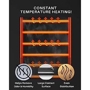 TOWELLUX Heated Towel Rack for Bathroom, Wall Mounted Hot Towel Warmer, Electric Wire Plug Drying Rack, Stainless Steel Towel Rack with Timer, 6 Bars Matte Black Brushed, Spa Accessories for Towels