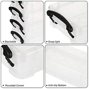 BTSKY Set of 6 Large Capacity Pencil Box, Office Supplies Storage Organizer Box, Brush Painting Pencils Storage Box Watercolor Pen Container Drawing Tools (Black)