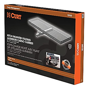 CURT 18100 60 x 20-Inch Aluminum Tray Hitch Cargo Carrier, 500 lbs Capacity, 2-in Folding Shank