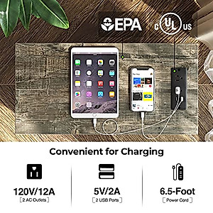 Rolanstar End Table with Charging Station, Narrow Side Table with 2 Wooden Drawers, USB Ports and Power Outlets, Nightstand Sofa Table for Small Spaces, Living Room, Bedroom, Gray