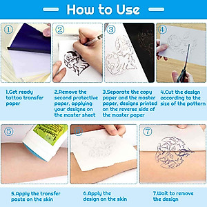 Tattoo Transfer Paper, Cridoz 20 Sheets Stencil Paper for Tattooing, Tattoo Transfer Paper for Tattooing, A4 Size