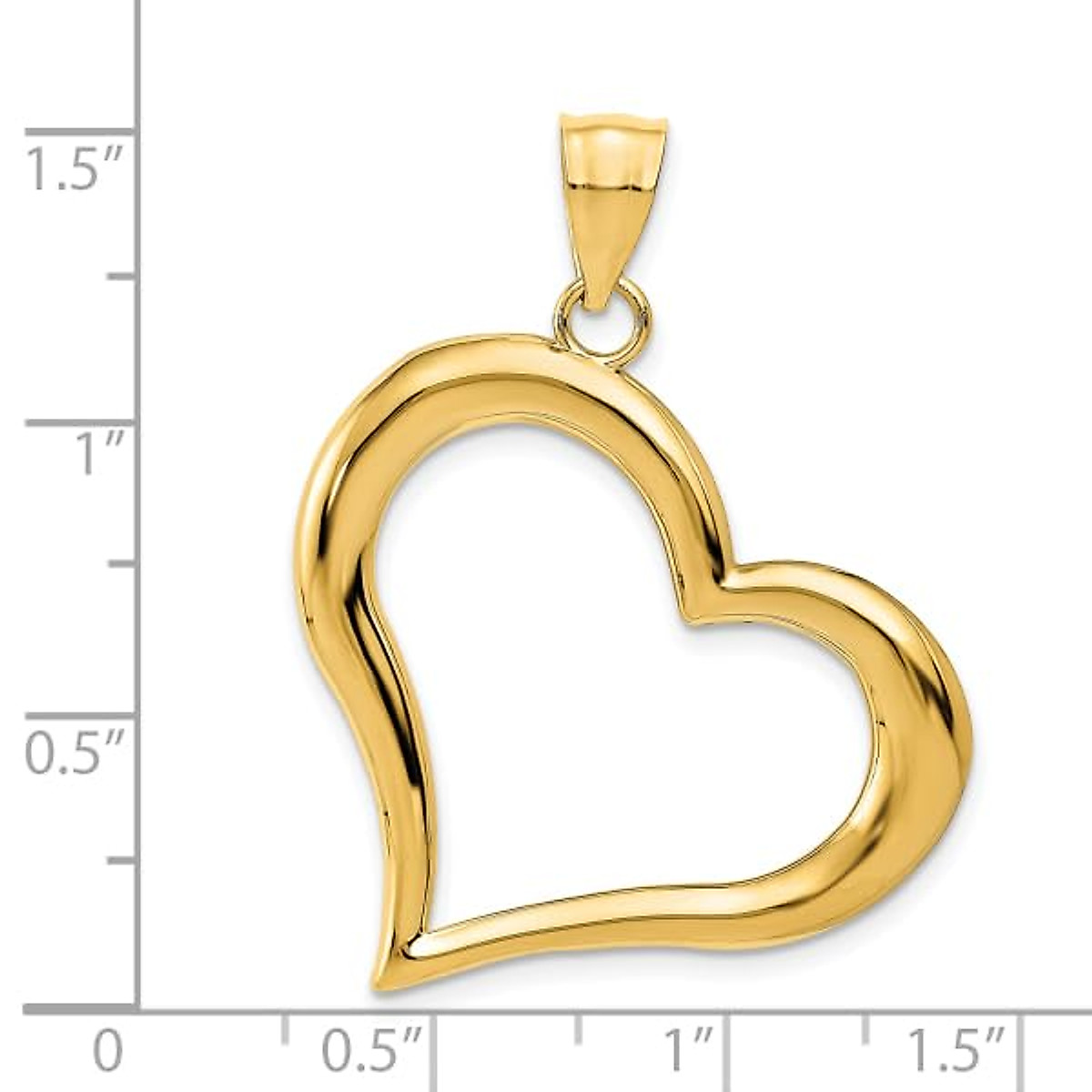IceCarats 14K Yellow Gold Dangling Heart Necklace Love Pendant Charm Only