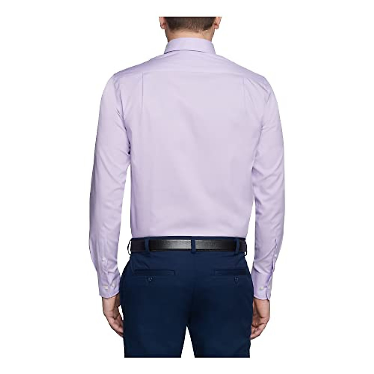 TOMMY HILFIGER Men's Non Iron Solid Button Down Collar, Frosted Lilac, 16.5" Neck 34"-35" Sleeve