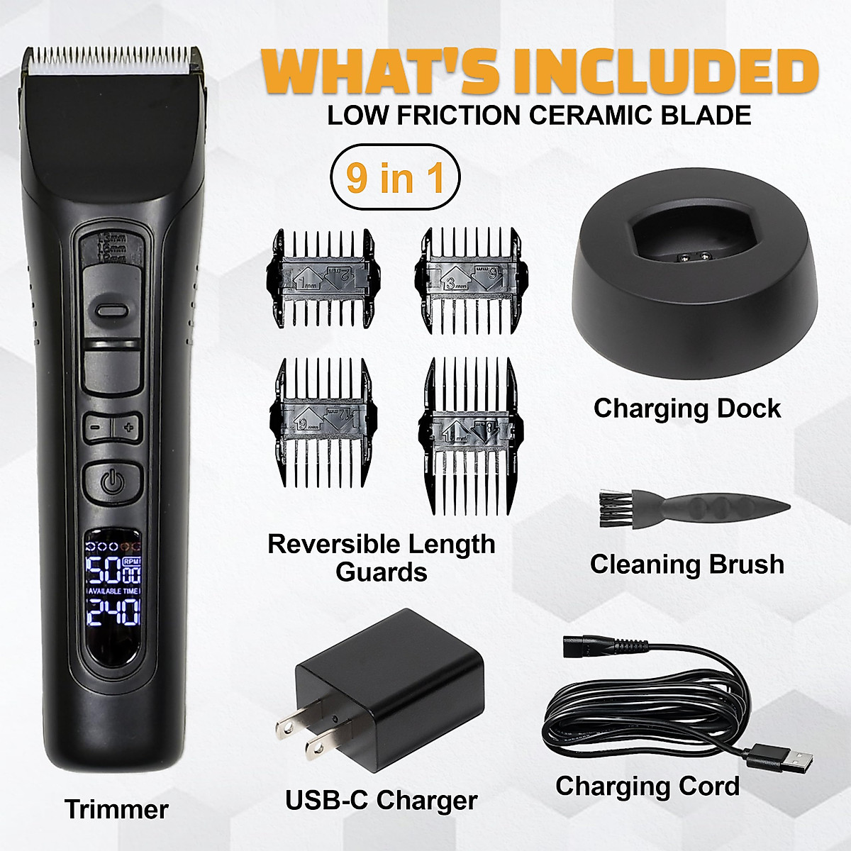 Brio Beardscape V1 Beard Trimmer for Men Professional with Low Friction Ceramic Blade, Cordless Professional Hair Trimmer for Barbers with 4 Hrs of Long Battery Timing, Ideal for Beard & Body (Black)