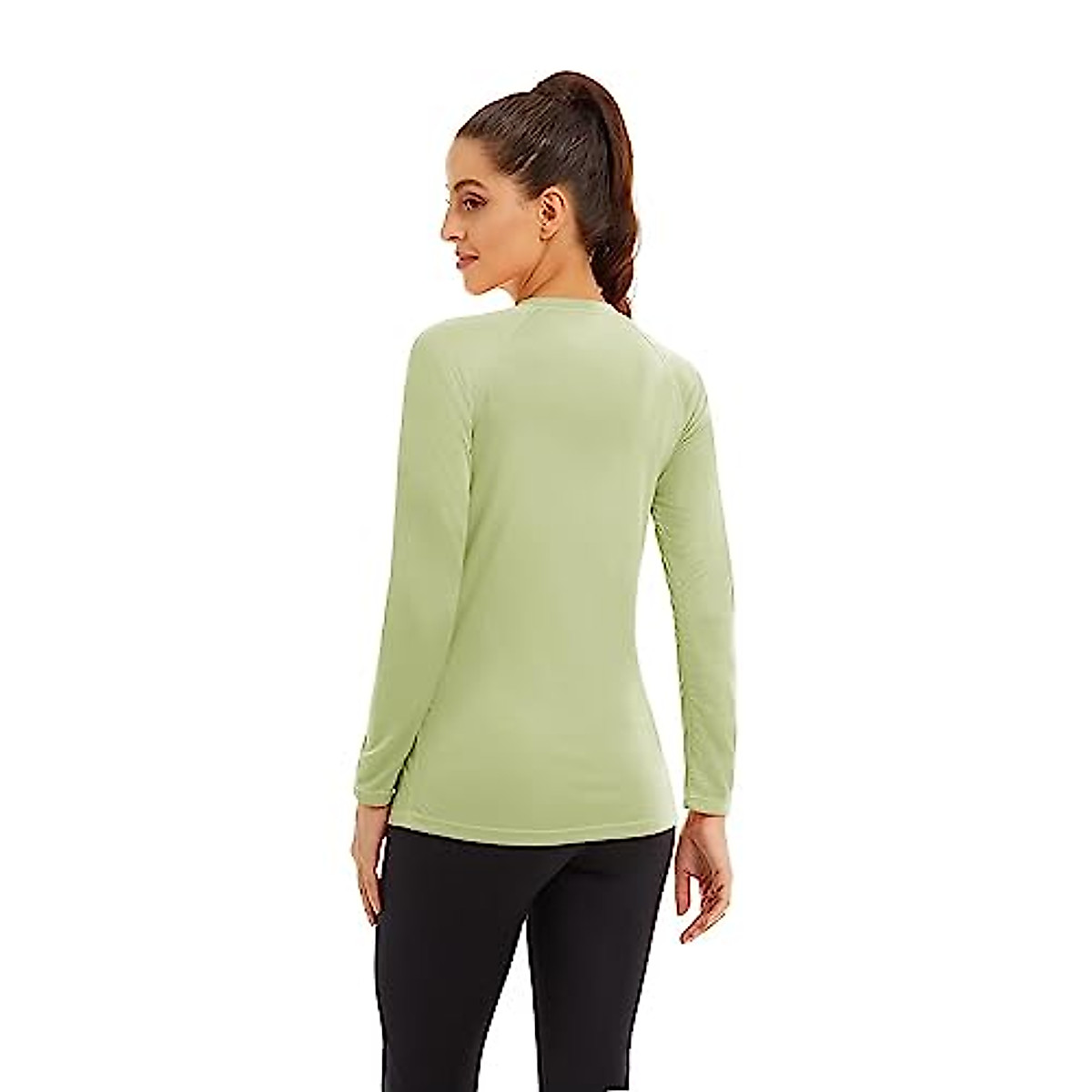 Boladeci Rash Guard for Women Long Sleeve UPF 50+ Sun Protection Clothing Lightweight Casual Plain Workout Gym Athletic Swim Shirt Tees Light Green M
