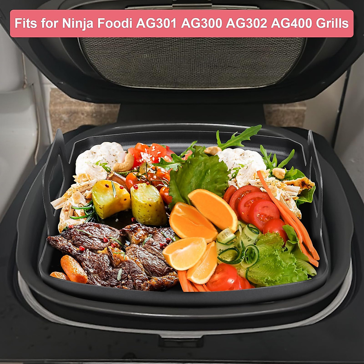 BMMXBI Non-Stick Grill Griddle Plate for Ninja AG301 AG300 AG400, Griddle Replacement Parts for Ninja Foodi Grill Griddle AG300C, AG301C, AG302, IG301A, 123KY300