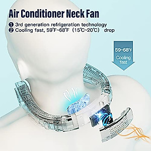 Dyteue Neck Fan Portable Air Conditioner Cooling Neck Fans Personal Bladeless Fan 4000 mAh Rechargeable Leafless USB Fan, 360° 1s Cooling&3 Speeds Blowing, Lightweight Wearable Fan (Pink)