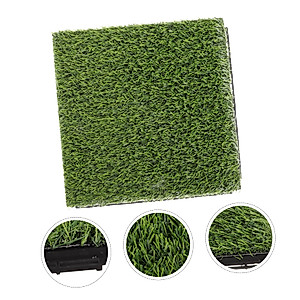 Happyyami 3pcs Artificial Grass Mat Imitation Grass Realistic Grass Rug Artificial Grass Squares Faux Decor Fake Lawn Grass Artificial Turf Faux Rug Fake Grass Cushion Pp Outdoor Lawn Bricks