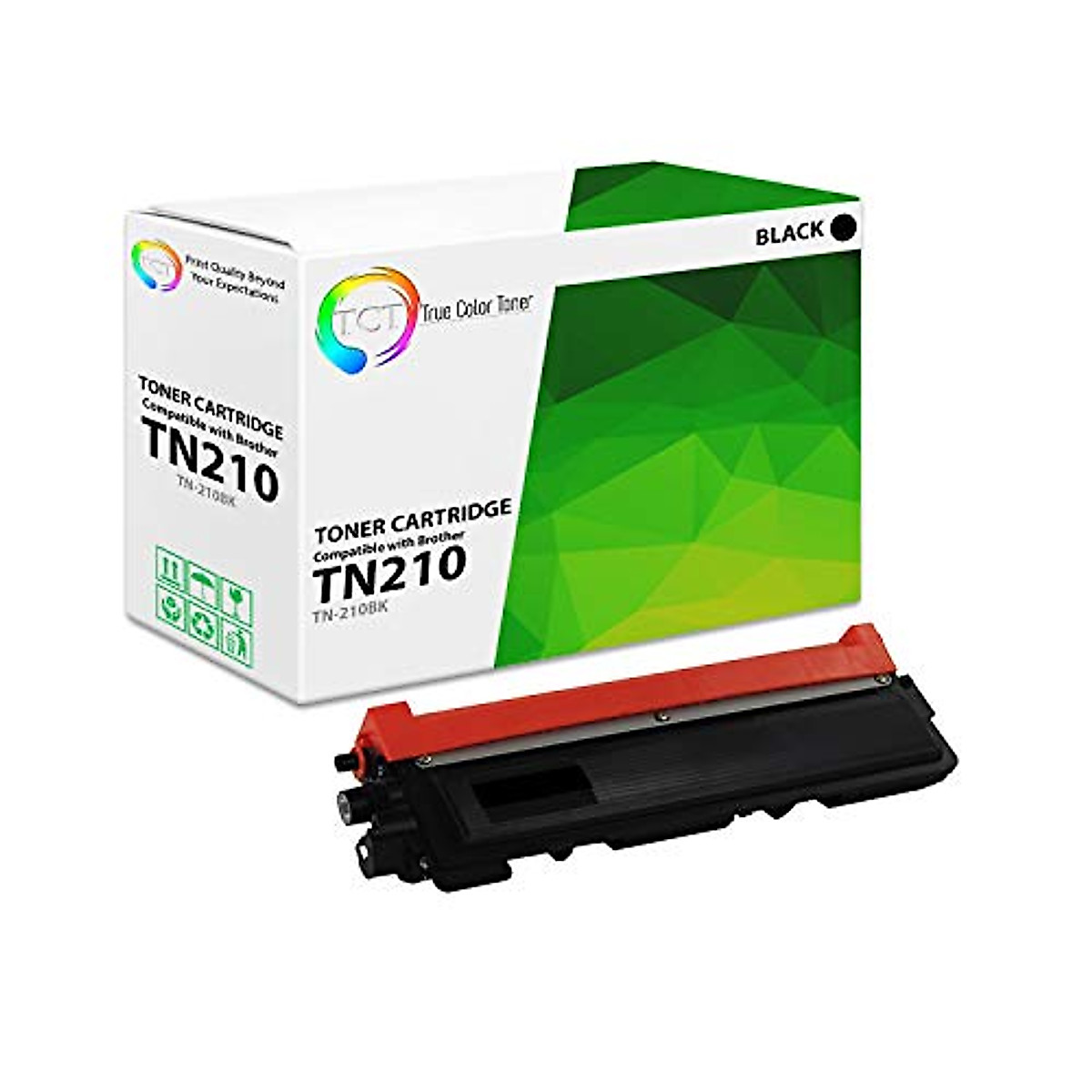 TCT Premium Compatible Toner Cartridge Replacement for Brother TN-210 TN210BK Black Works with Brother HL-3040 3070 3045 3075, MFC-9010 9120 9320 9125 9325 Printers (2,200 Pages) - 2 Pack