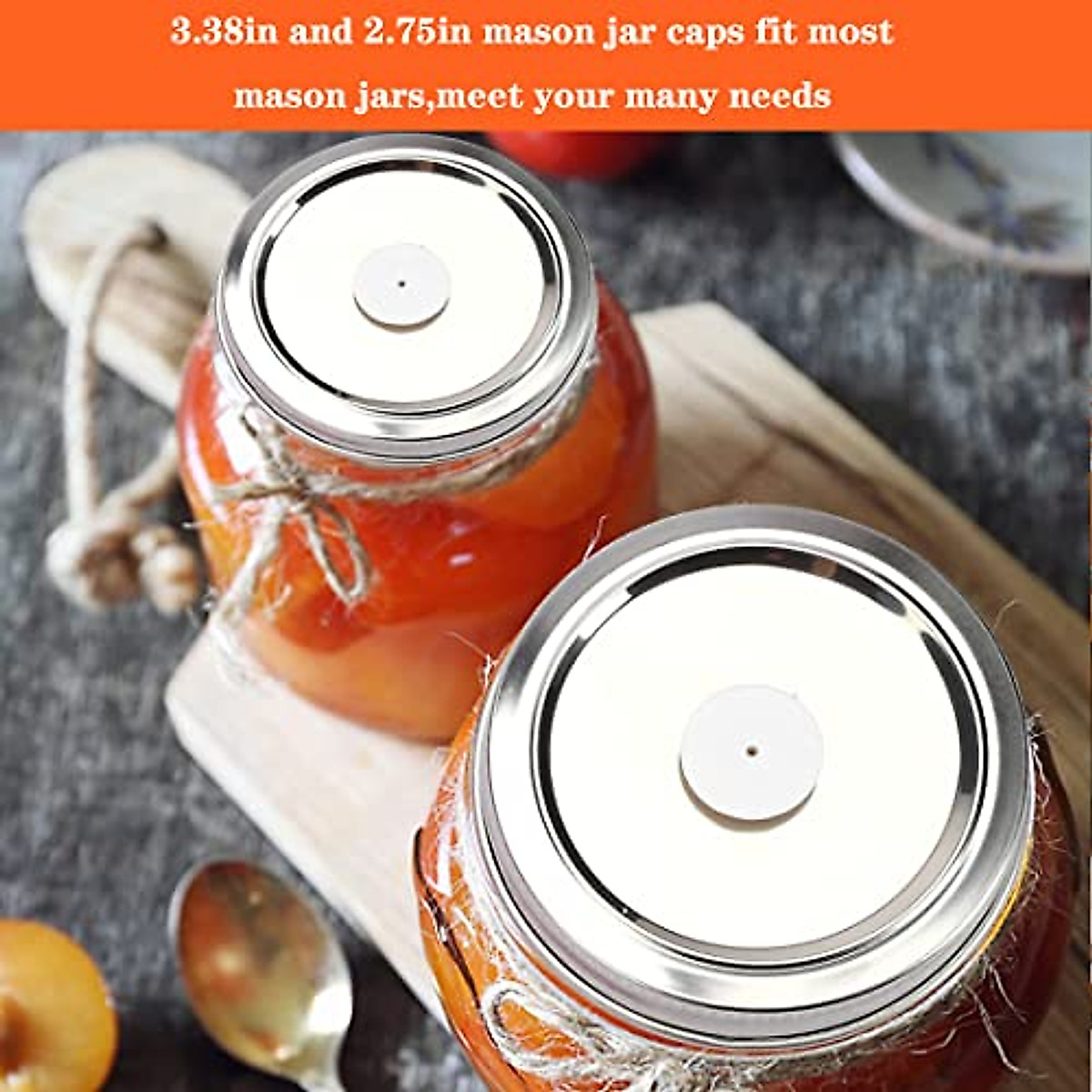 6 PCS Vacuum Jar Lids, Fermentation Lids for Wide Mouth and Regular Mason Jars Used with Jar Sealer Vacuum Sealing Accessory Reusable Stainless Steel Lids with Leak Proof & Airtight Seal Features