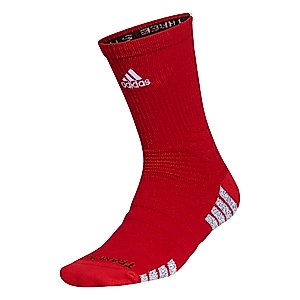 adidas Select Basketball Crew Socks (1 Pair) for Team Sports, Boys Girls Men Women, Power Red/White, Medium
