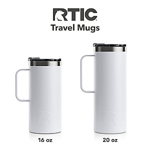 RTIC 20oz Coffee Travel Mug with Lid and Handle, Stainless Steel Vacuum-Insulated, Hot and Cold Drink, for Car, Camping, Chalk