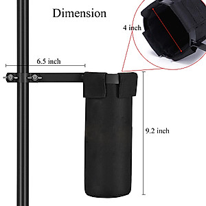 WOTLLA Drum Stick Bag, Nylon Drumstick Bag Removable, Drumstick Holder with Clamp-On Lockable Alloy Steel Heavy Duty Clamp for Drumsticks Mallets Up to 10 Pairs, Black