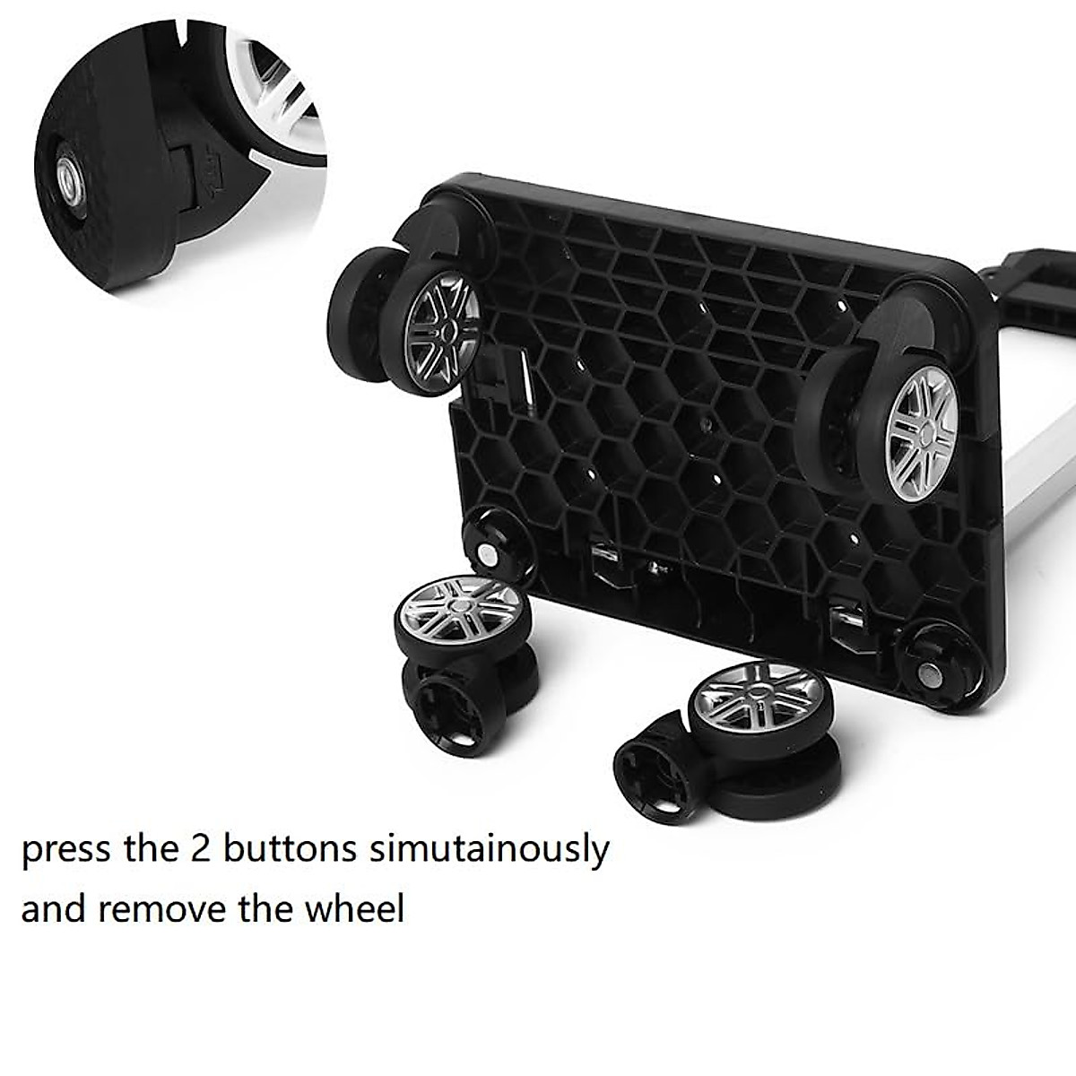 Hand Truck with Telescoping Rod and 4 Wheels, Heavy-Duty Folding Cart for Luggage, Backpacks and More, Black