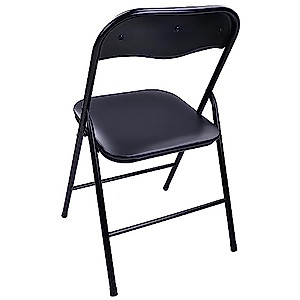 Signature Pack of 2 (Fabric/Vinyl) Steel Frame Metal Foam Padded Folding Chairs, Black