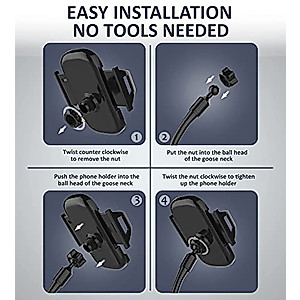 CAVIANA Dual Phone Holder for Car Cup Holder – Long Flexible Neck, 360° Rotatable Car Phone Mount - Adjustable Cell Phone Cup Holder, Universal Size Fits 2 iPhone, Samsung, GPS and More (Cradle)