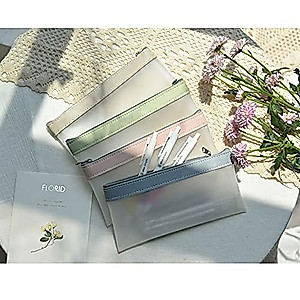 Pencil Case Set, Clear Pencil Pouches, Zipper Pen Case Bag, Pencil Storage Pouch, Makeup Bag for Women, Portable Office Stationery Pouch for Students Adults,Creamy-White