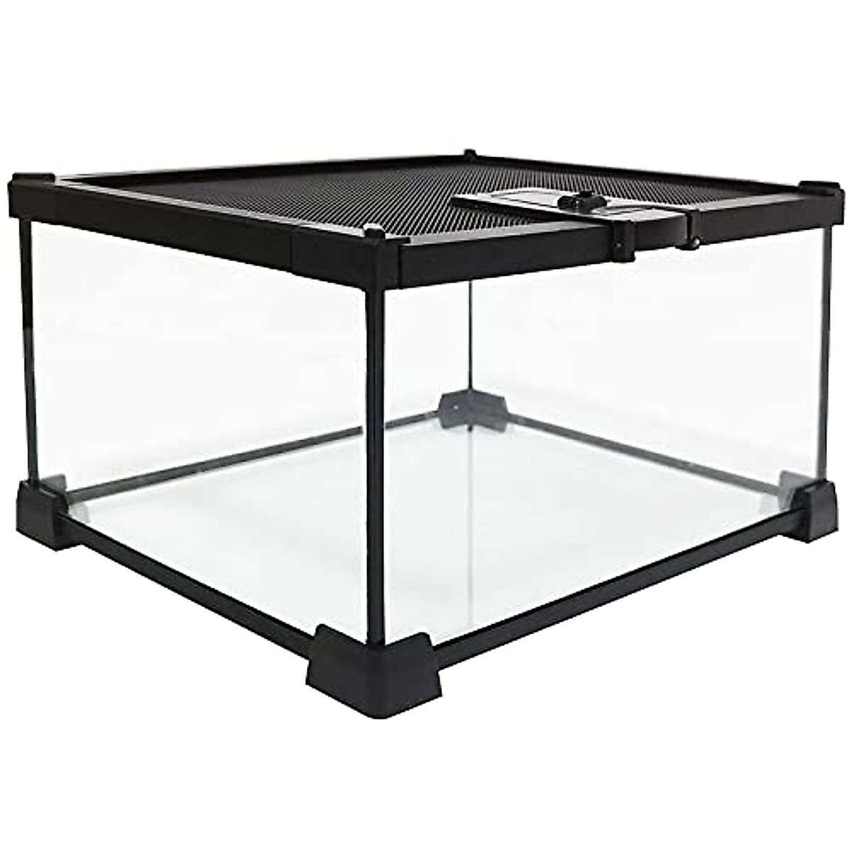 kathson Mini Reptile Glass Terrarium Tank 12"x8"x6" Amphibians Habitat Cage Full View Visually Appealing Sliding Screen Top for Bearded Dragons Lizards Geckos Hermit Crab Frog