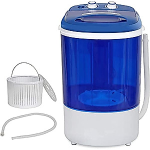Oteymart Small Portable Washing Machine 5.7lbs Compact Laundry Washer, Single Tub w/Spin Cycle Dryer Basket and Drain Hose for RV, Apartments, Dorms, Kitchen, Blue