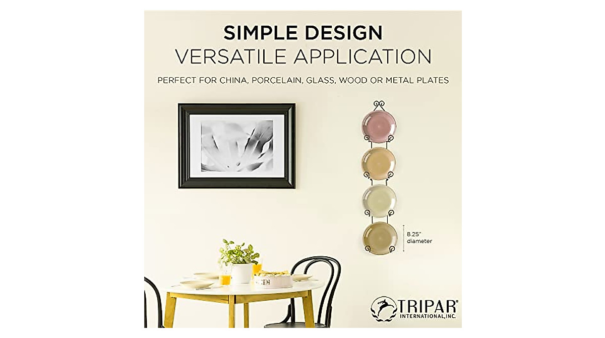 Tripar 4 Tier Black Plate Rack - Durable Wall Display