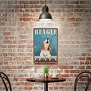 ZZZRSYR Funny Novelty Metal Sign- Beagle Dog Jazz Ba - Retro Wall Decor Gift for Man Cave Home Gate Garden Bars Cafes Office Store Club 8 X 12 INCH