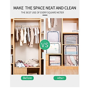 BESTUNIHOM PVC Clear Storage Box,Waterproof Storage Closet Organizers Office Storage Bins Double-way Zippers, Pack of 2 Blue 80L SNX-JWB012PBL80